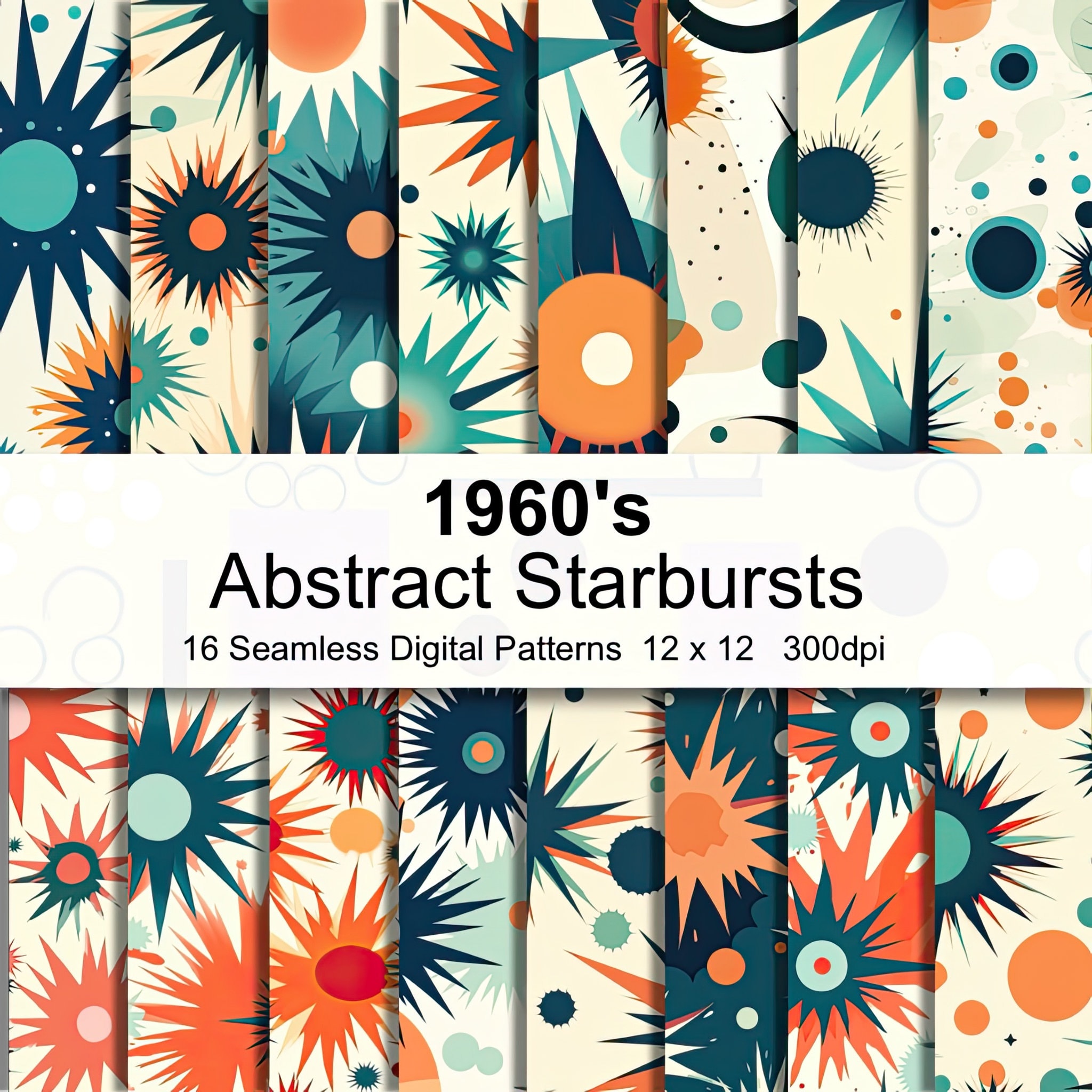 1960's Abstract Starburst Patterns Digital Paper 1 - Etsy