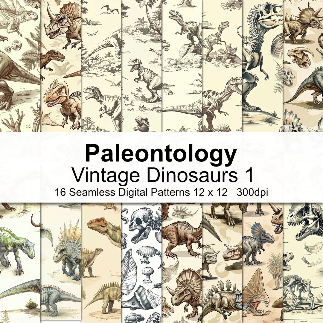Vintage Dinosaurs Digital Paper 1 - Etsy