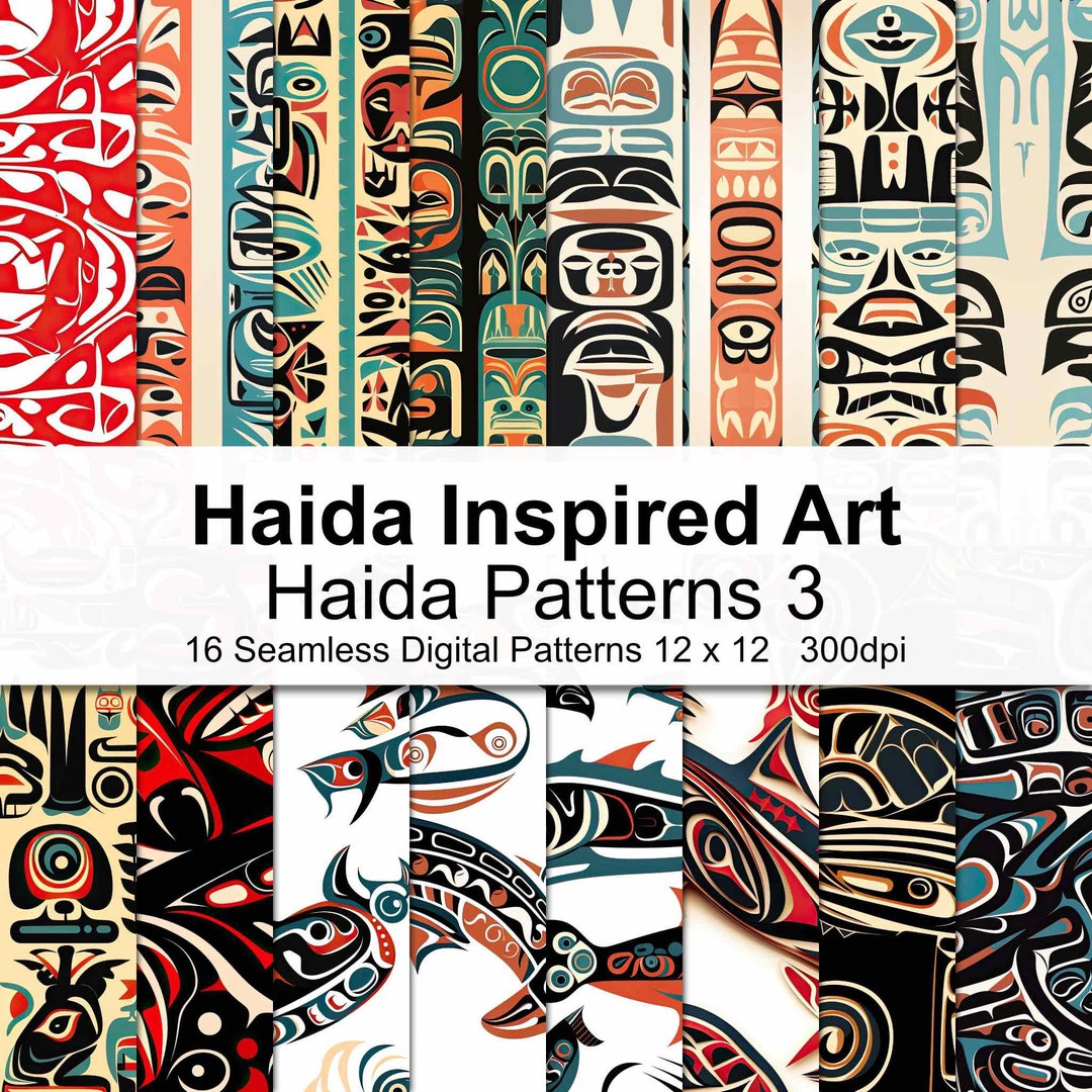 Haida Inspired Patterns Digital Paper 3 - Etsy