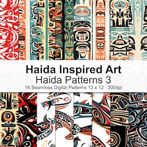 Haida Inspired Patterns Digital Paper 3 - Etsy