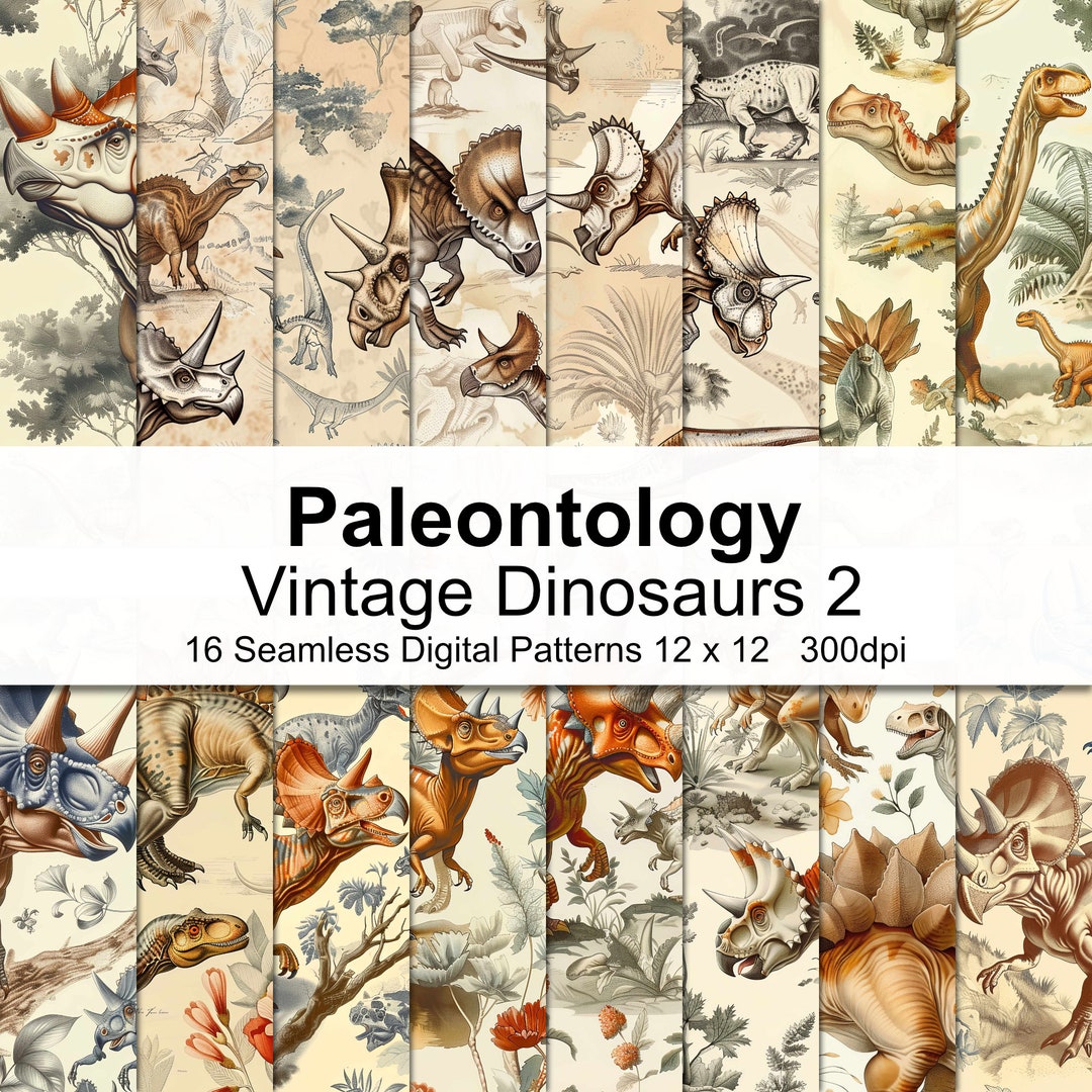 Vintage Dinosaurs Digital Paper 2 - Etsy