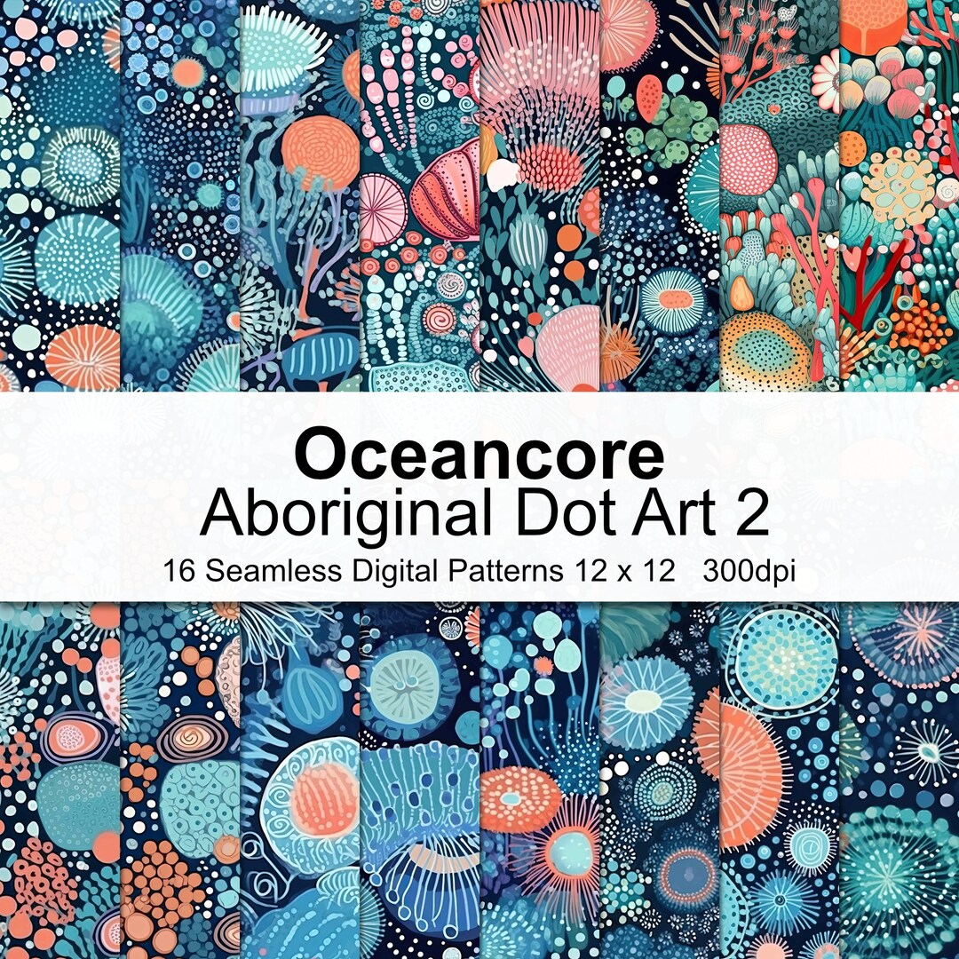 Oceancore Aboriginal Dot Art Patterns Digital Paper 2 - Etsy