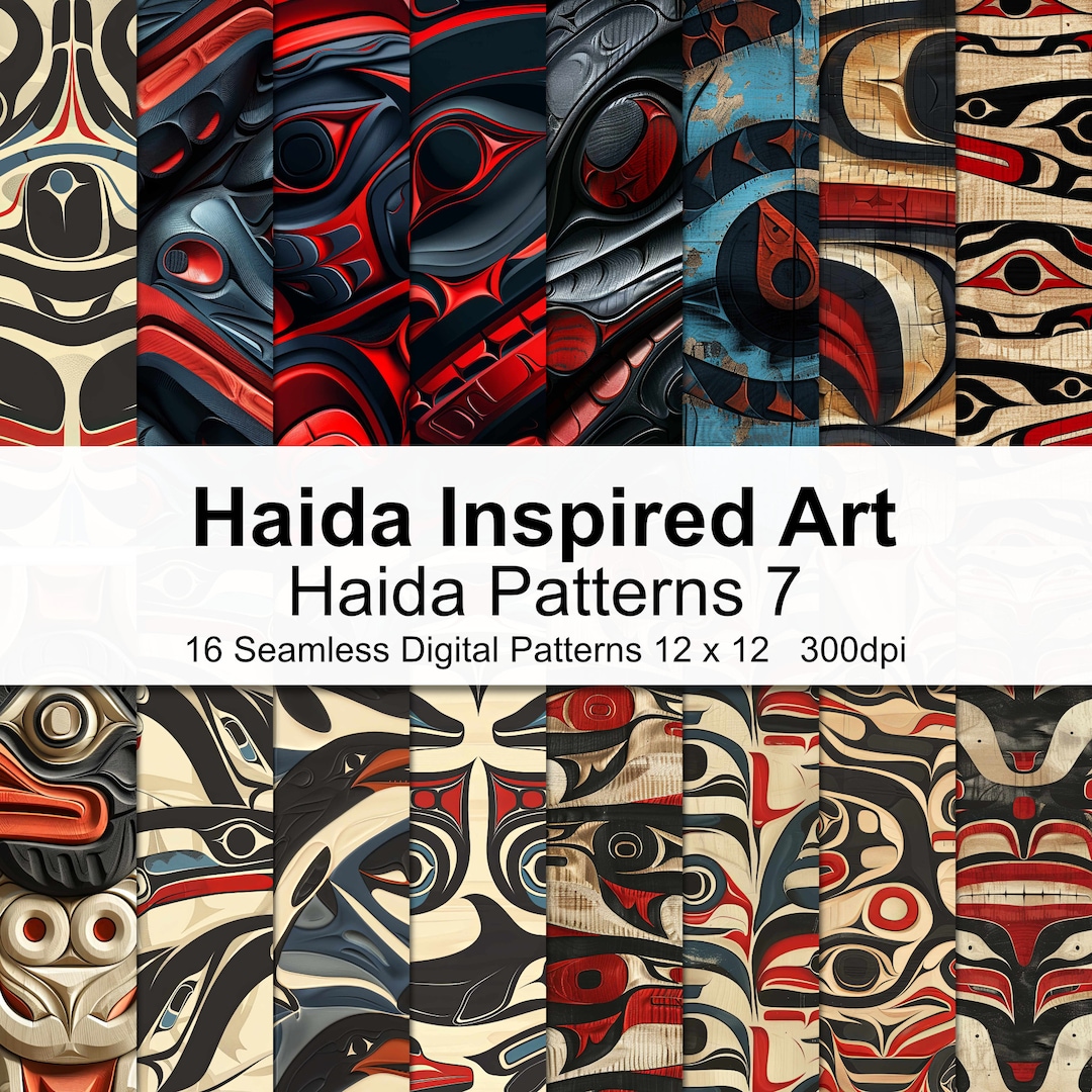 Haida Inspired Patterns Digital Paper 7 - Etsy