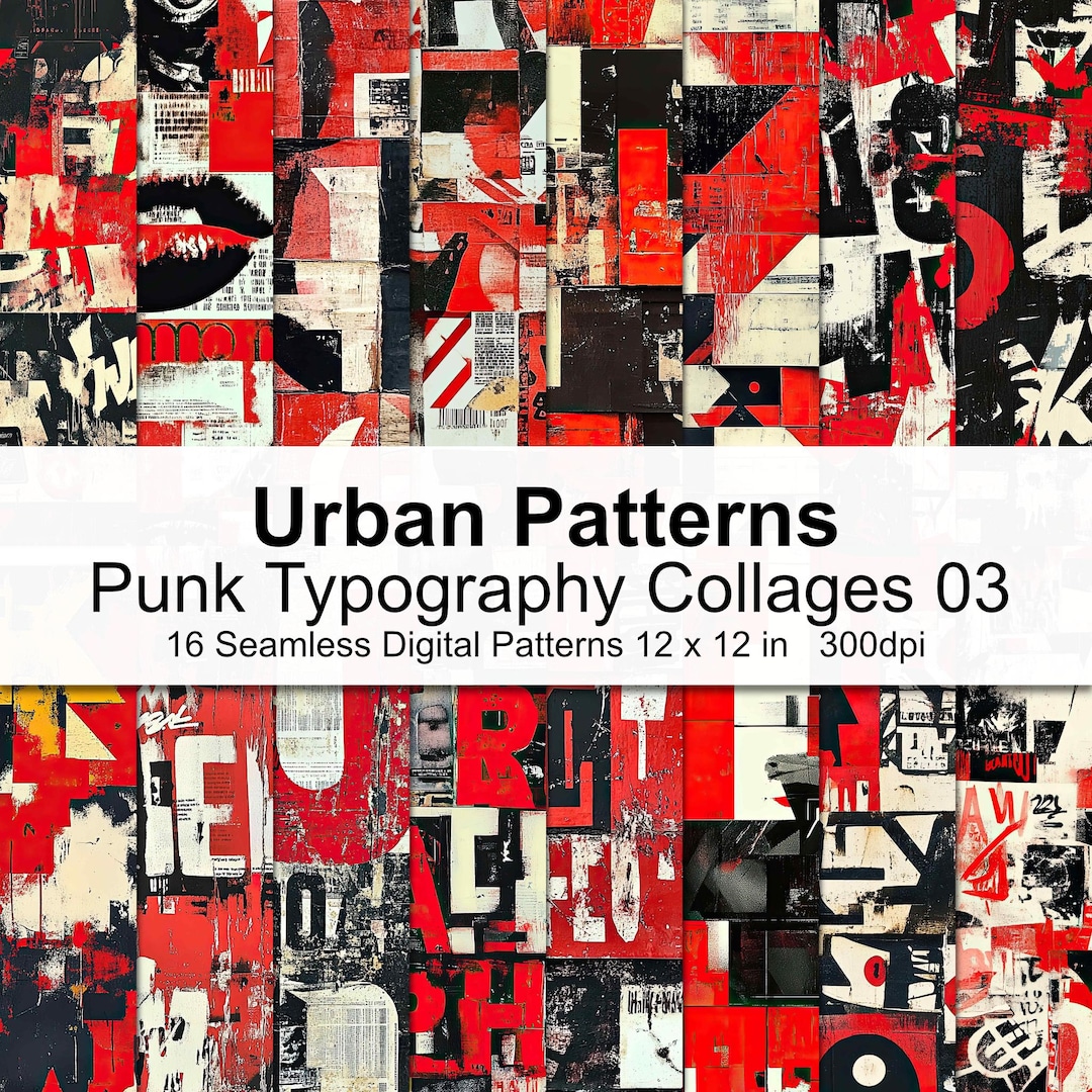Punk Typography Collages Digital Paper 3 - Etsy