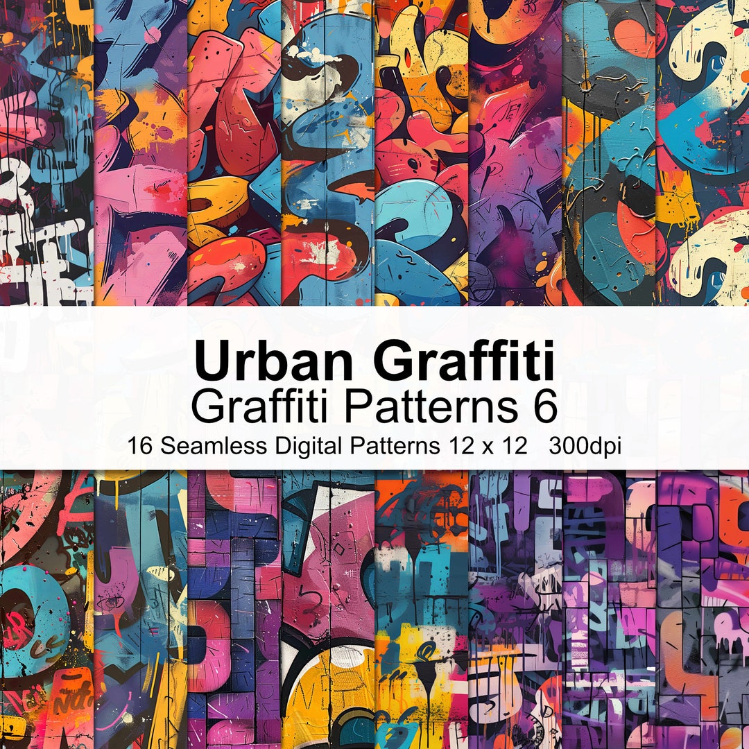 Graffiti Patterns Digital Paper 6 - Etsy