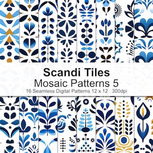 Scandi Tiles Mosaic Patterns Digital Paper 5 - Etsy