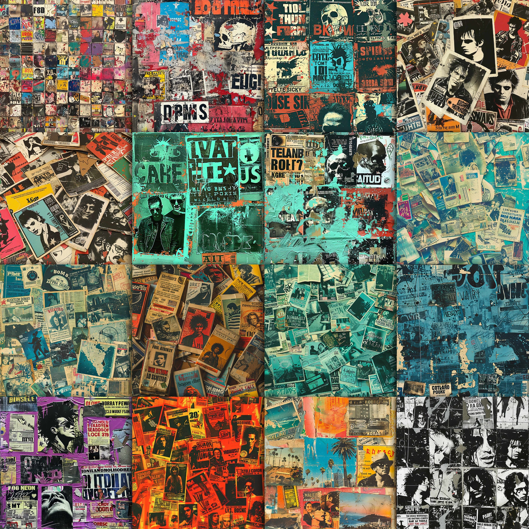 80's Punk Collage Patterns Digital Paper 4 - Etsy