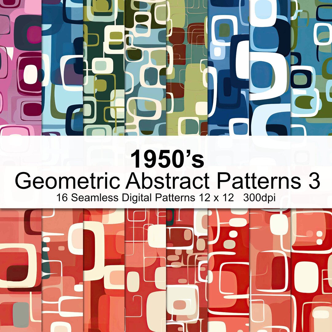 1950's Geometric Abstract Patterns Digital Paper 3 - Etsy