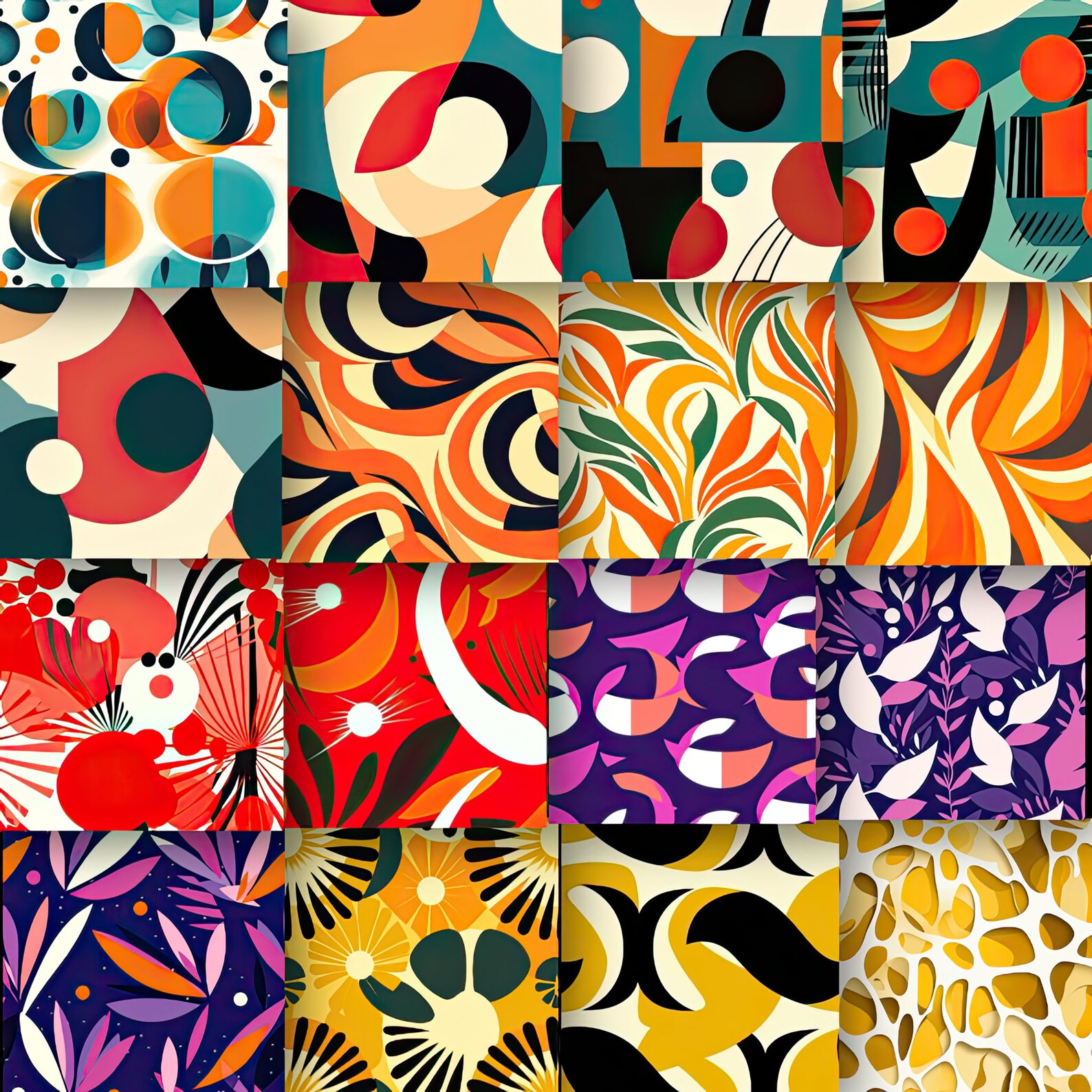 1960's Abstract Seamless Digital Patterns 2 - Etsy