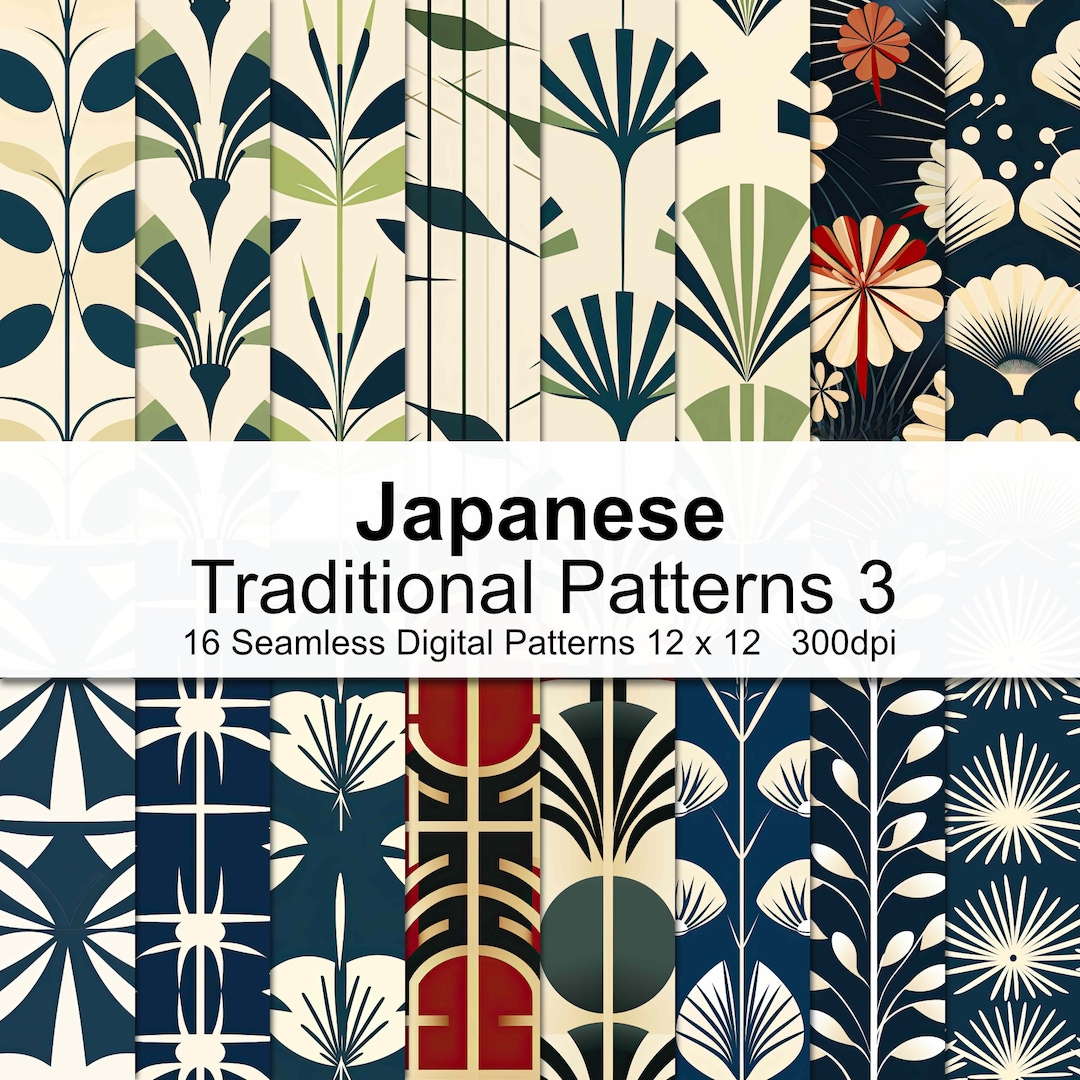 Japanese Traditional Patterns 3 - Japanese Digital Paper - Etsy