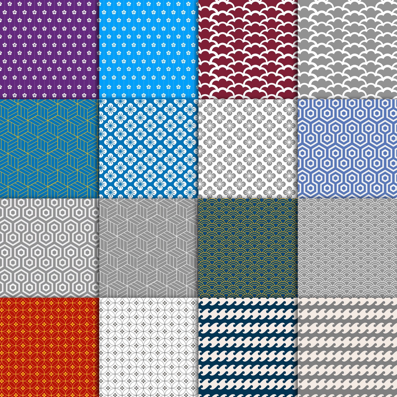 Japanese Traditional Geometric Patterns 1 - Japanese Geometric Digital ...