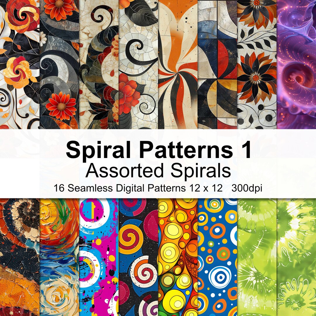 Spiral Patterns Digital Paper 1 - Etsy