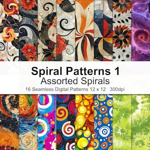 Spiral Patterns Digital Paper 1 - Etsy