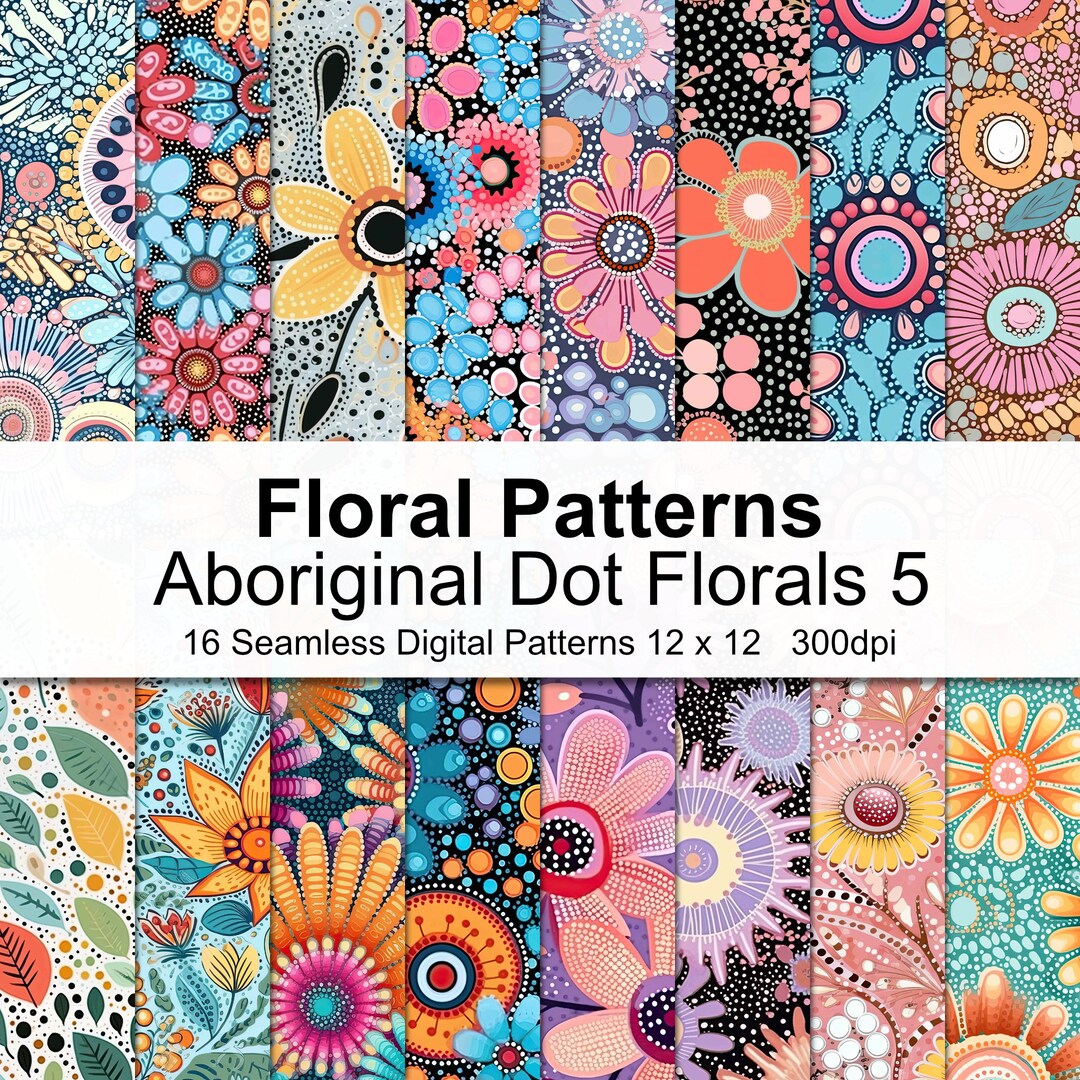 Aboriginal Dot Floral Patterns Digital Paper 5 - Etsy
