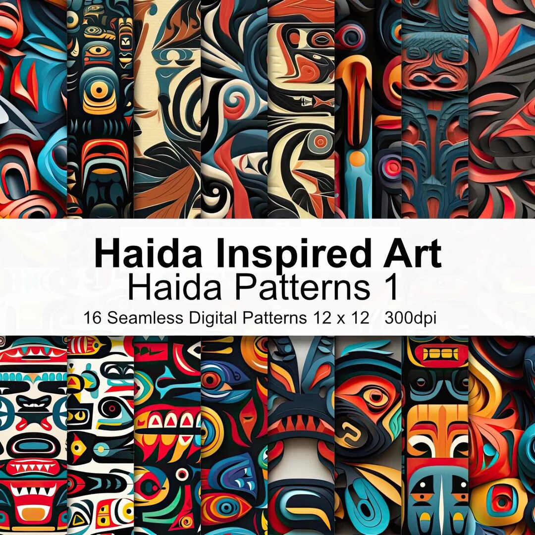 Haida Inspired Patterns Digital Paper 1 - Etsy