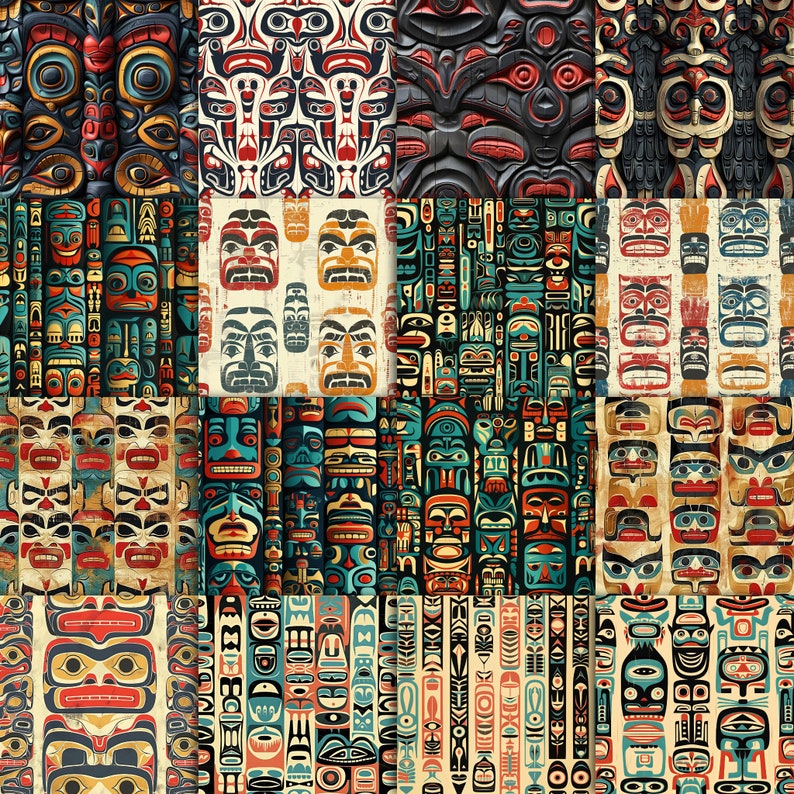 Haida Inspired Patterns Digital Paper 10 - Etsy