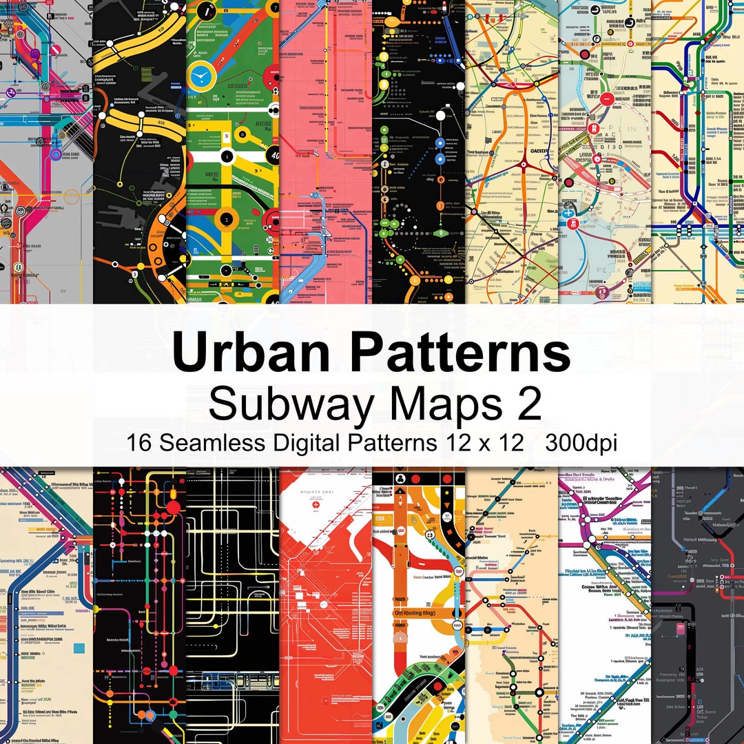 Urban Pattern Subway Maps Digital Paper 2 - Etsy