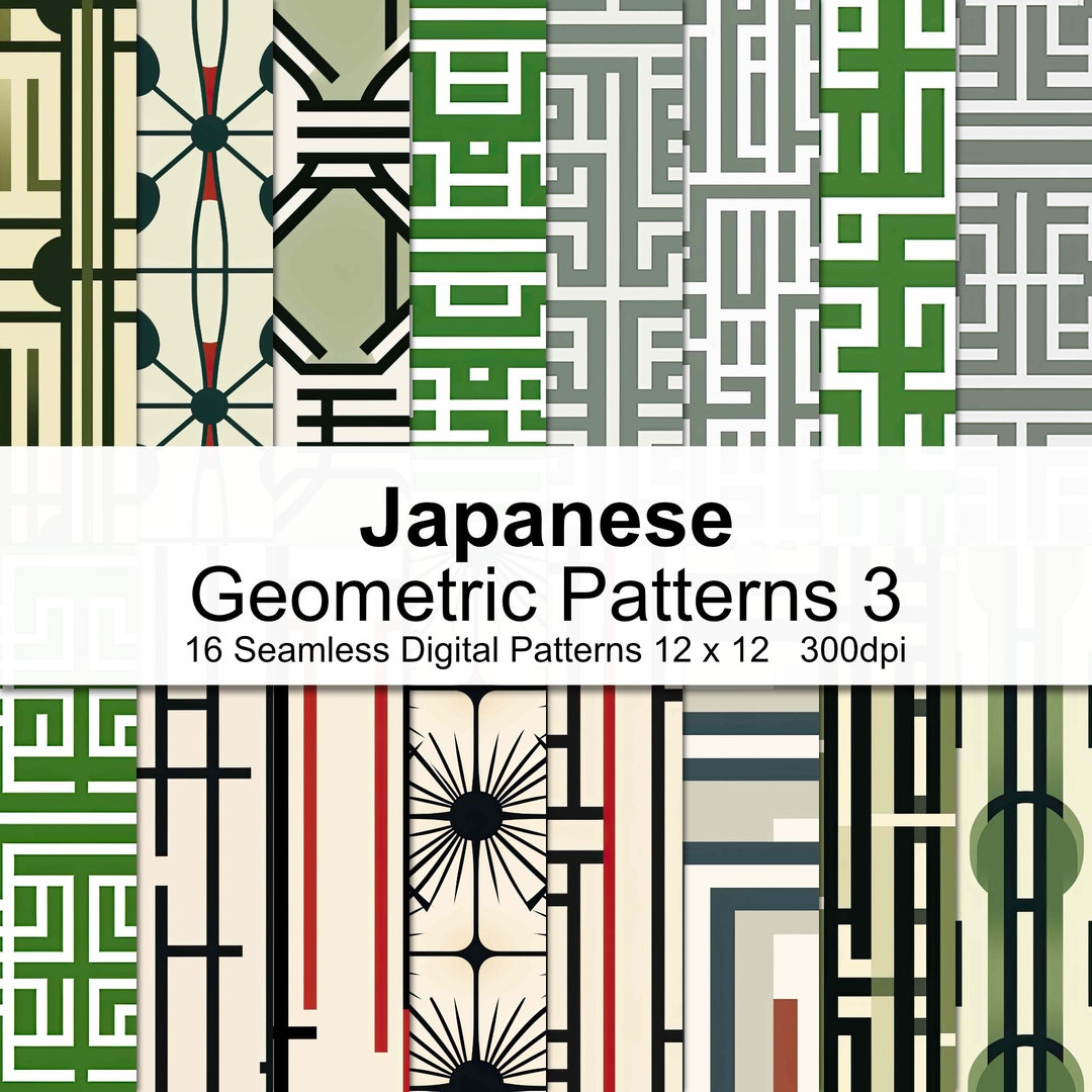 Japanese Geometric Patterns 3 - Japanese Geometric Digital Paper - Etsy