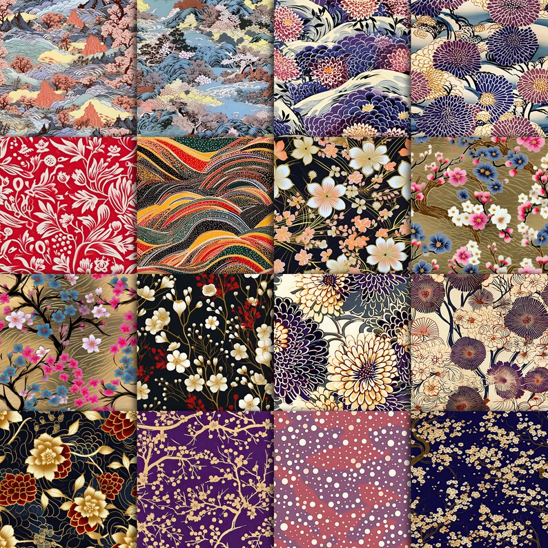Japanese Chiyogami Patterns 2 - Japanese Chiyogami Digital Paper - Etsy