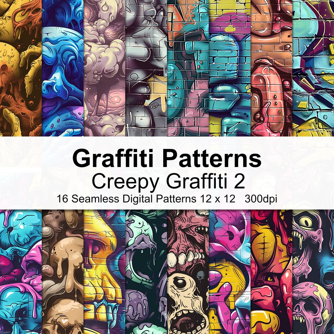 Creepy Graffiti Patterns Digital Paper 2 - Etsy