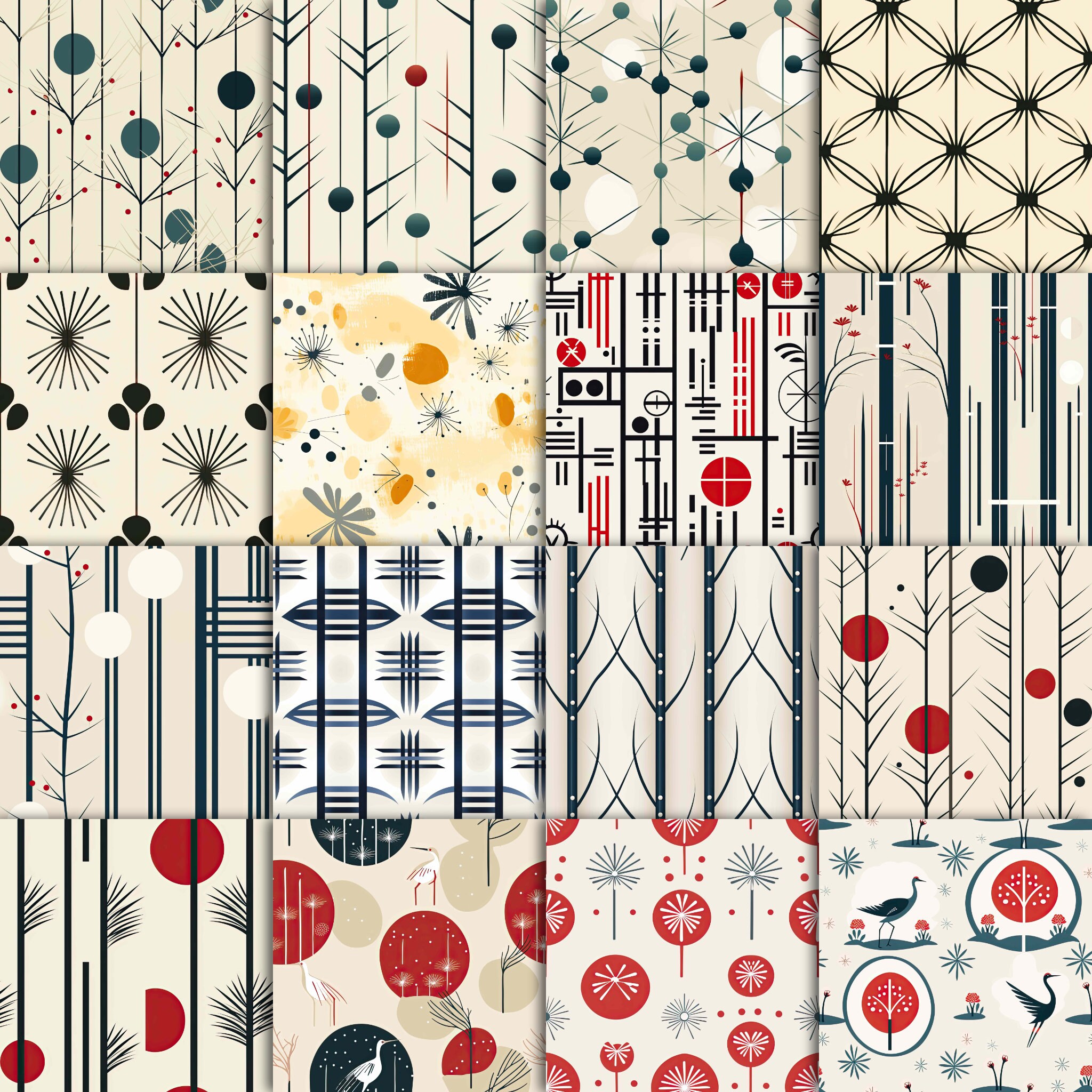 Japanese Japandi Patterns 5 - Japanese Japandi Digital Paper - Etsy