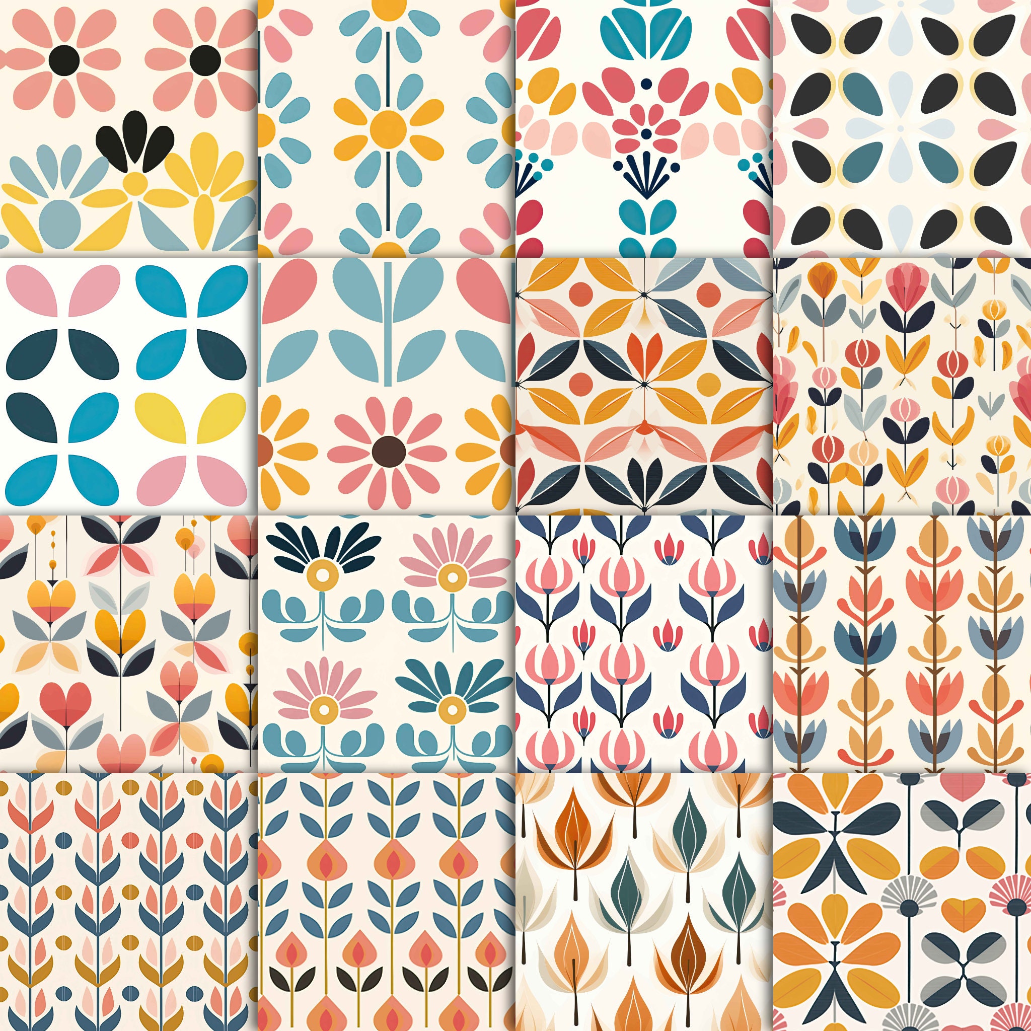 Scandi Tiles Mosaic Patterns Digital Paper 2 - Etsy