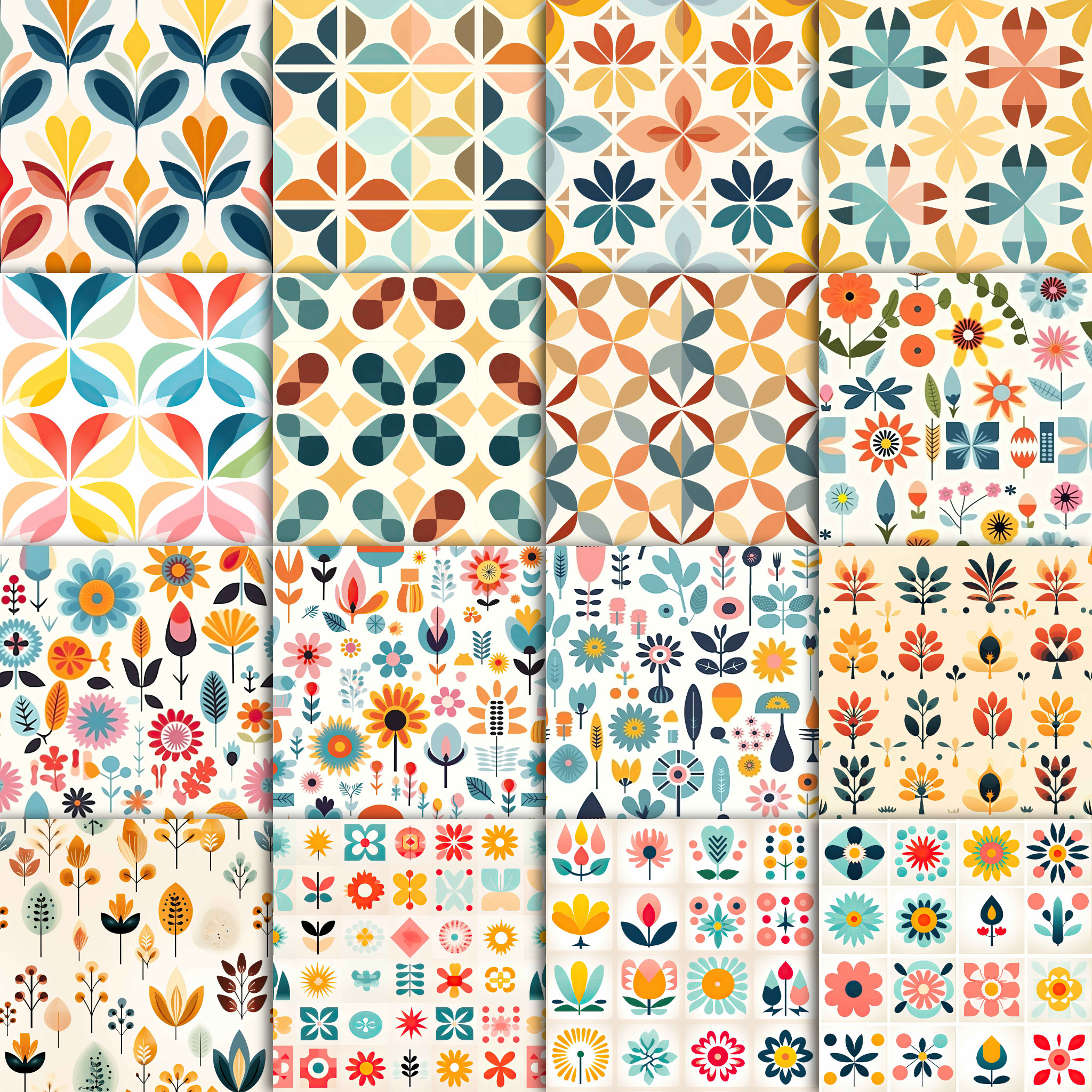 Scandi Tiles Mosaic Patterns Digital Paper 1 - Etsy