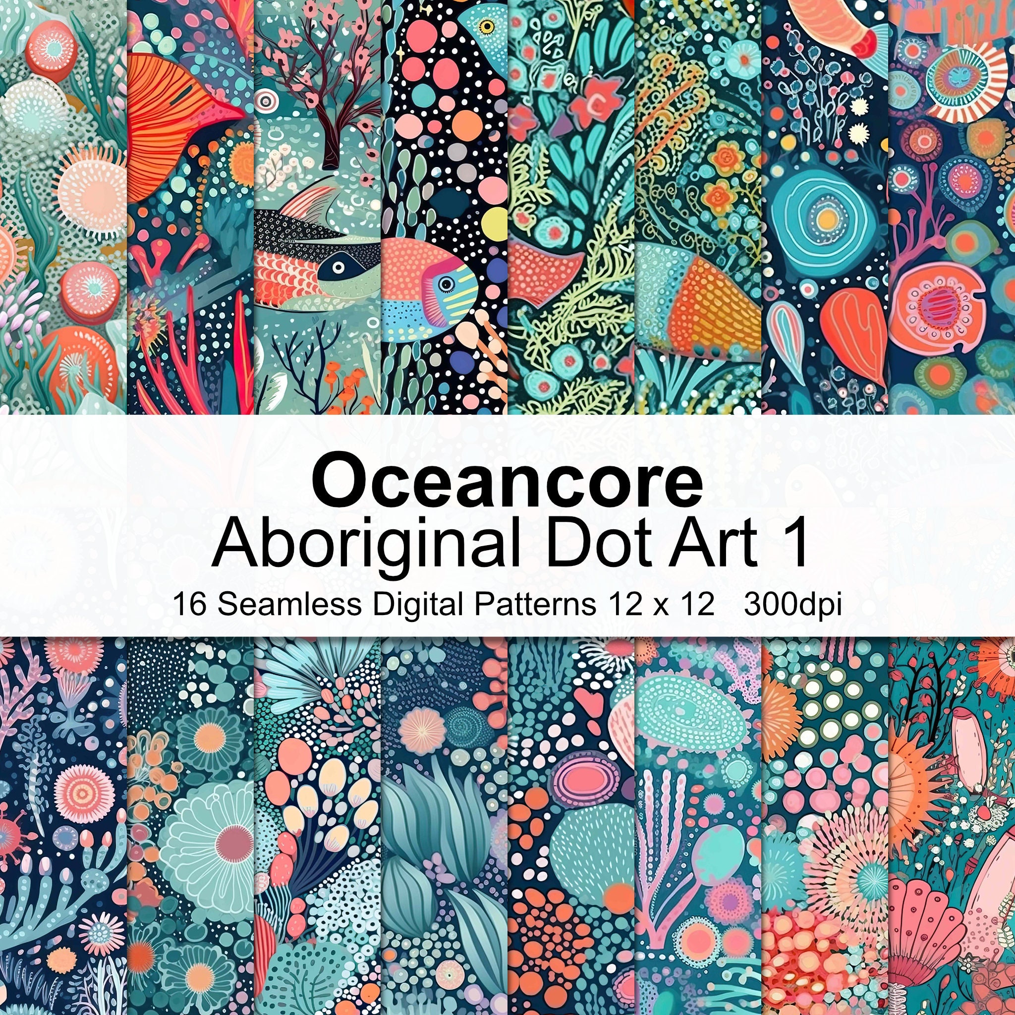 Oceancore Aboriginal Dot Art Patterns Digital Paper 1 - Etsy Australia