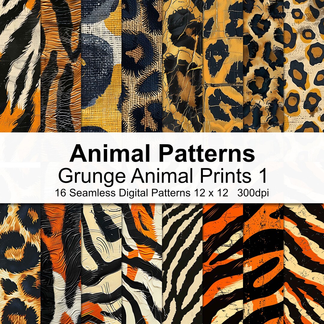 Grunge Animal Prints Digital Paper 1 - Etsy