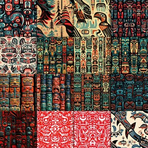 Haida Inspired Patterns Digital Paper 4 - Etsy