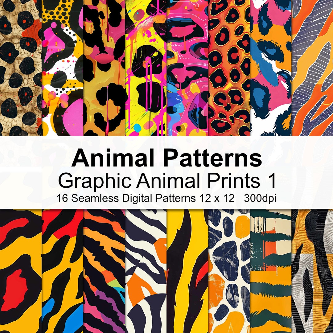 Graphic Animal Prints Digital Paper 1 - Etsy