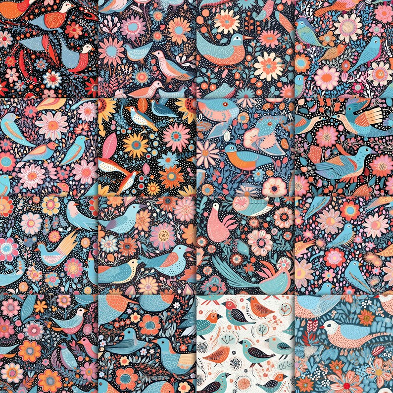 Birds Aboriginal Dot Patterns Digital Paper 1 - Etsy