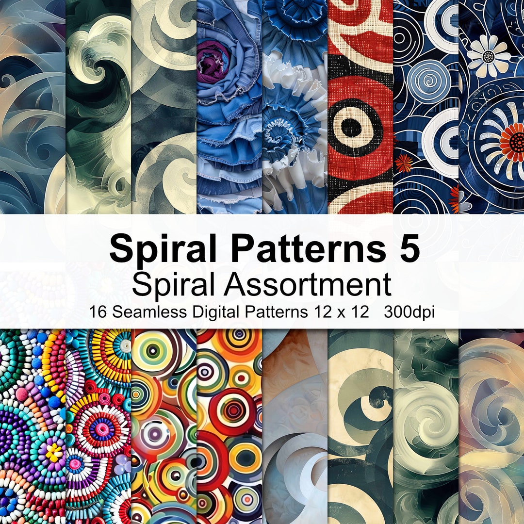 Spiral Patterns Digital Paper 5 - Etsy