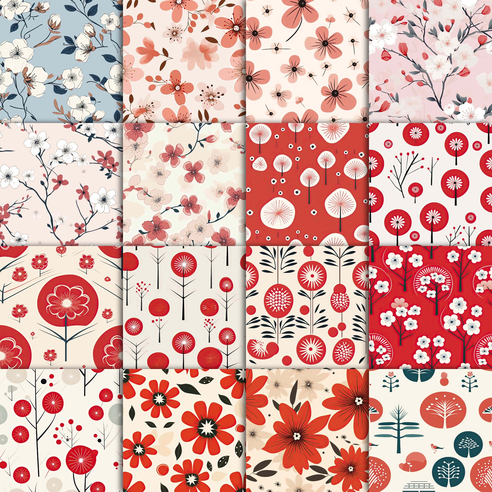 Japanese Japandi Patterns 2 - Japanese Japandi Digital Paper - Etsy