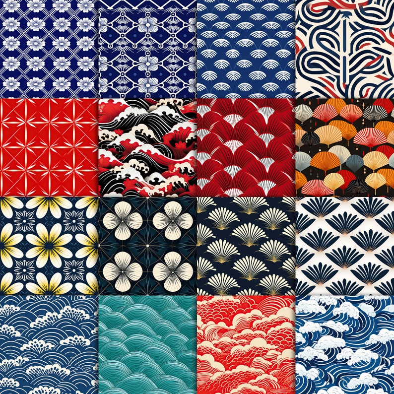 Japanese Traditional Patterns 1 - Japanese Digital Paper - Etsy