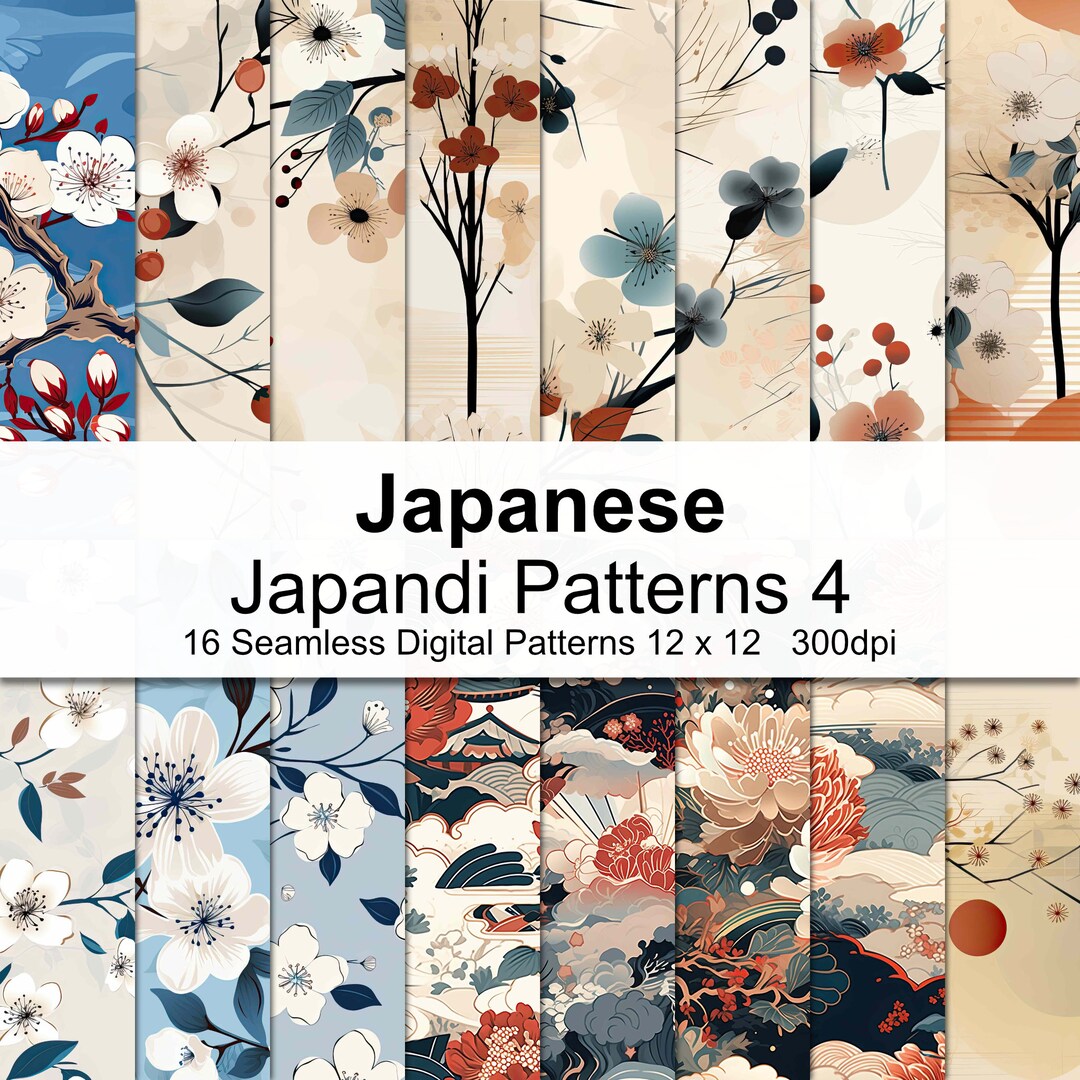 Japanese Japandi Patterns 4 - Japanese Japandi Digital Paper - Etsy
