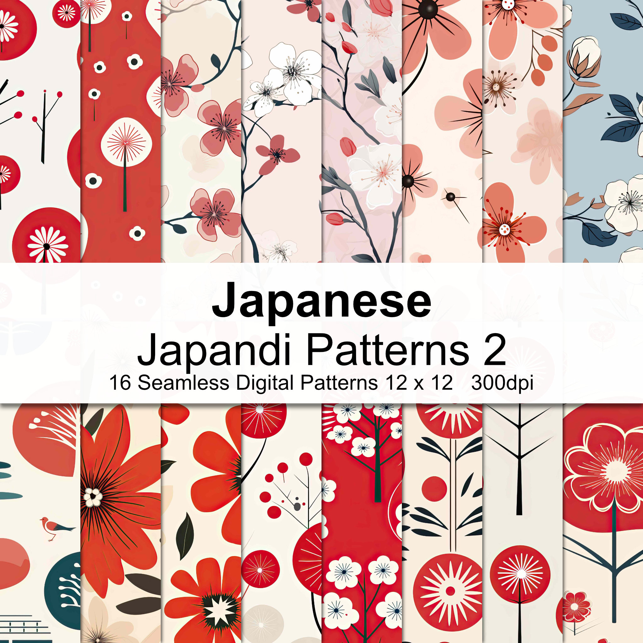 Japanese Japandi Patterns 2 - Japanese Japandi Digital Paper - Etsy