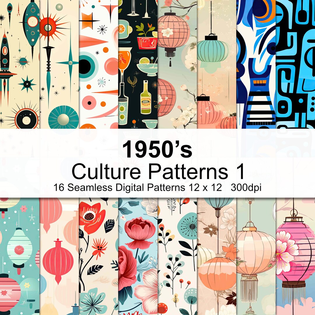 1950's Culture Digital Paper 1 - Etsy