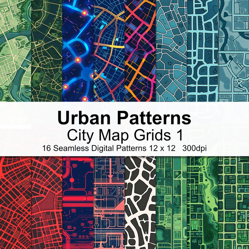 City Map Grids Digital Paper 1 - Etsy