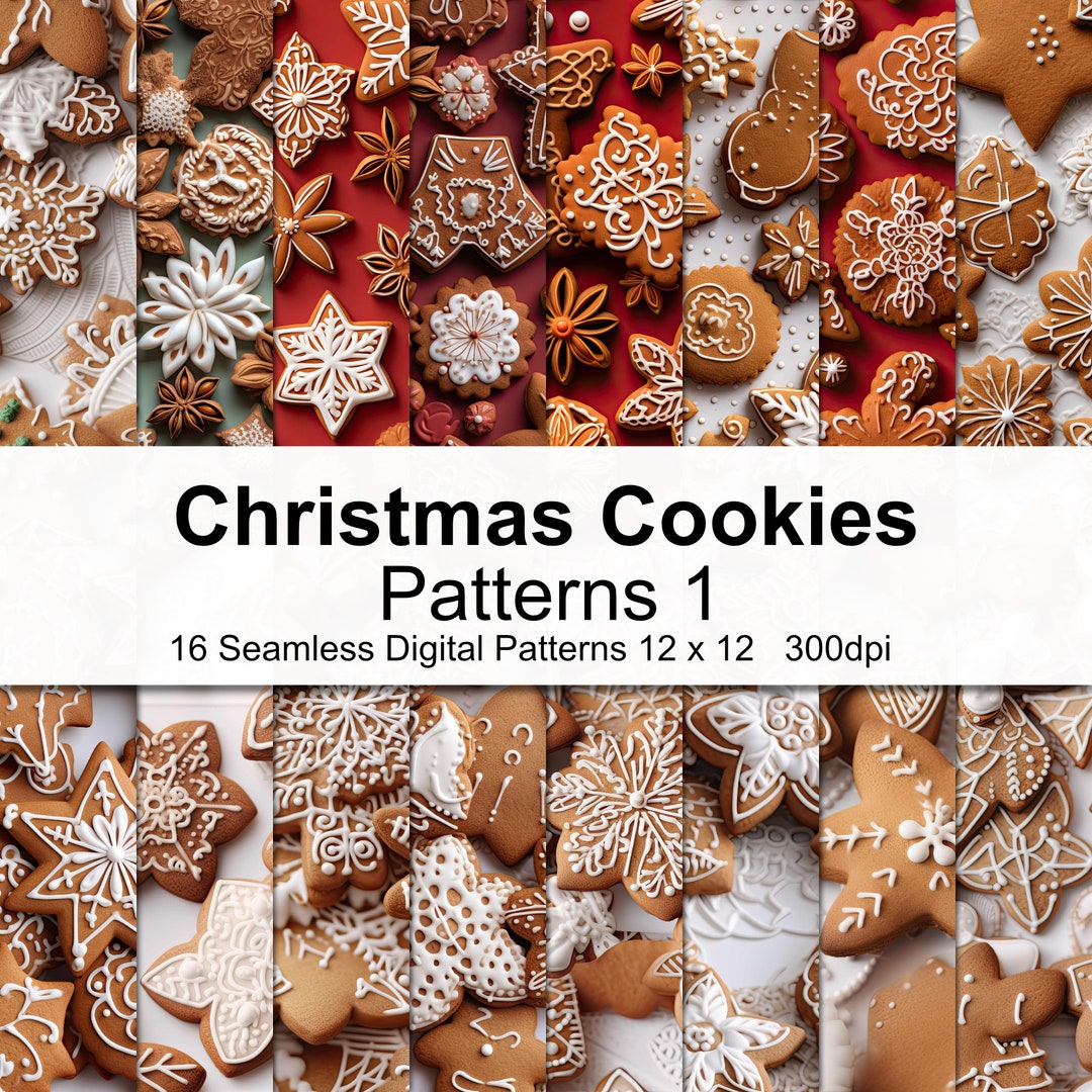 Christmas Cookie Patterns Digital Paper 1 - Etsy