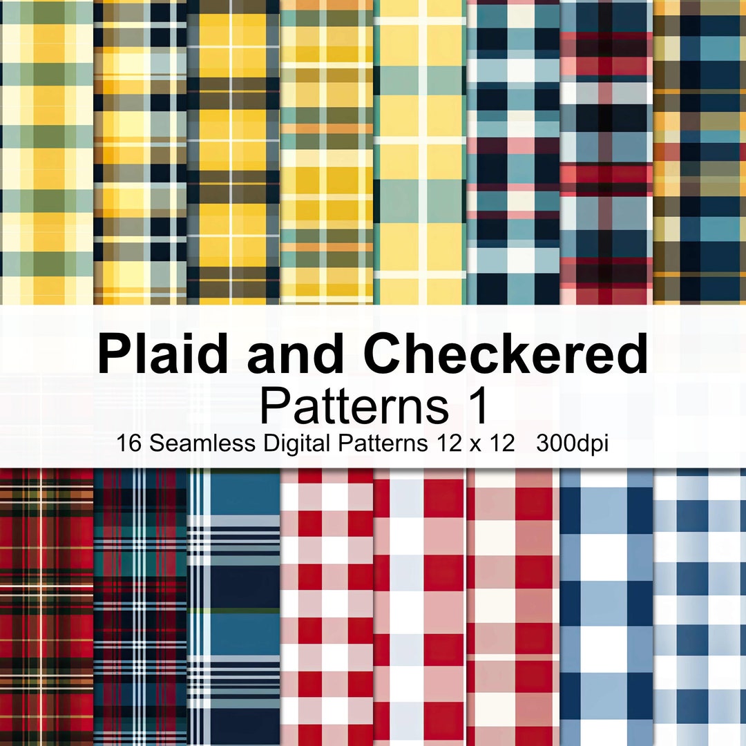 Plaid & Checkered Patterns Digital Paper 1 - Etsy