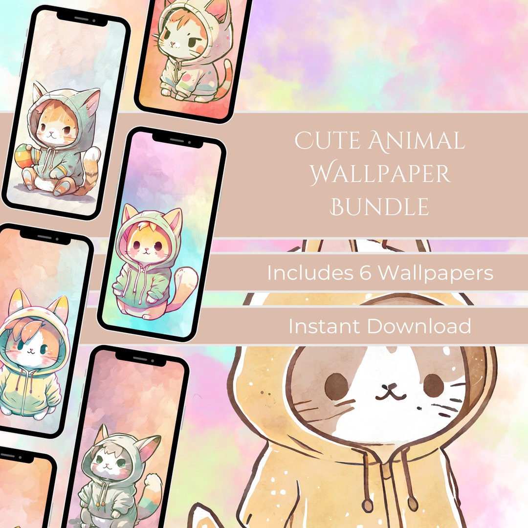 Cute Animal Themed Wallpaper Pack | Instant Digital Download | 6 iPhone ...