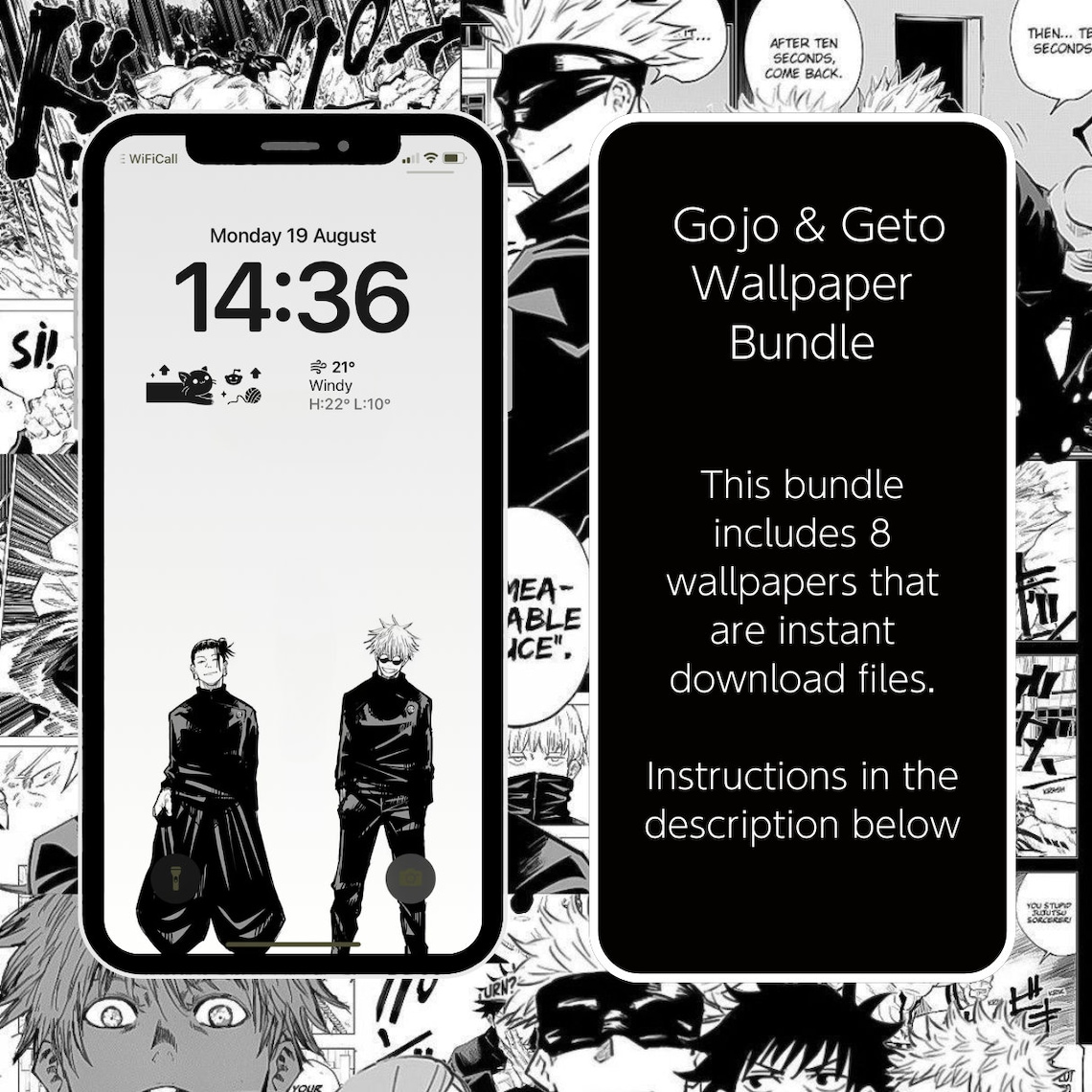 Gojo & Geto Wallpapers | Instant Download | Anime Wallpaper Bundle ...