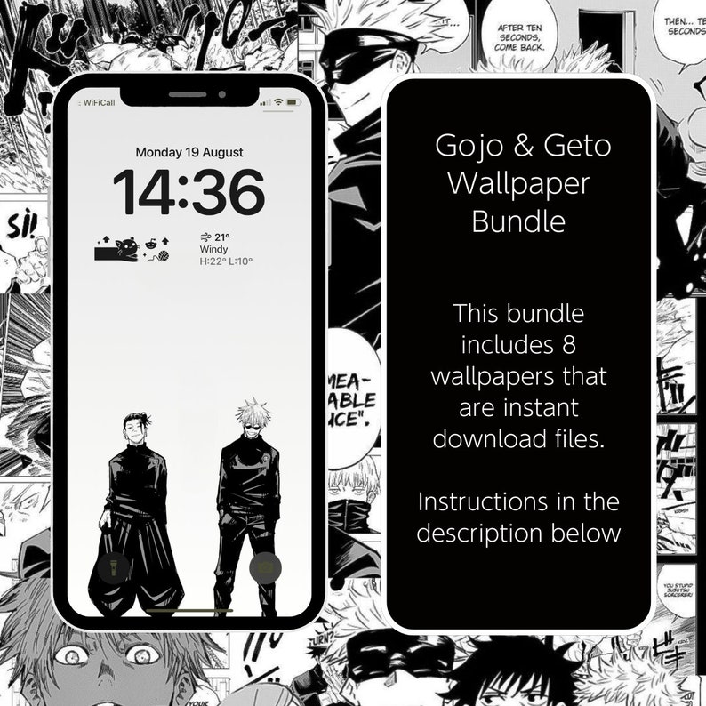 Gojo & Geto Wallpapers | Instant Download | Anime Wallpaper Bundle ...