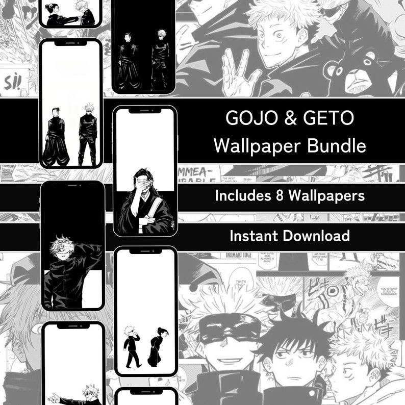 Gojo & Geto Wallpapers | Instant Download | Anime Wallpaper Bundle ...