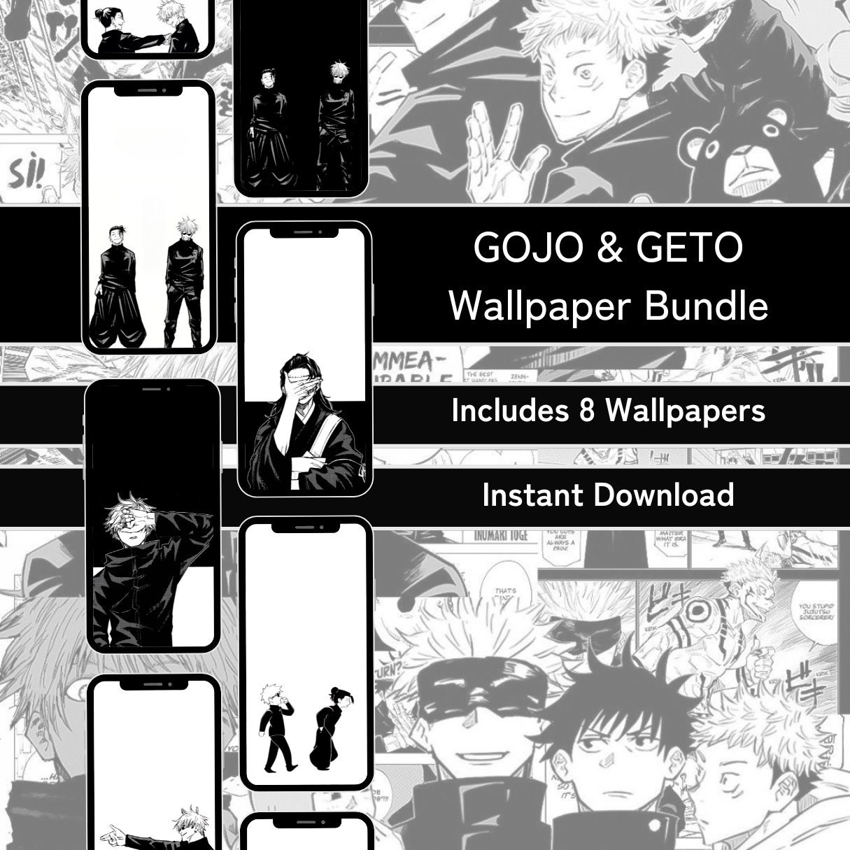 Gojo & Geto Wallpapers | Instant Download | Anime Wallpaper Bundle ...