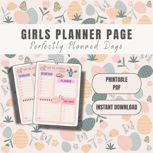 Girls Planner Page Instant Download PDF File Kids Digital Planning ...