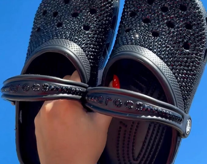 Custom Adult Bling Crocs | Black | Rhinestone Crocs - Etsy