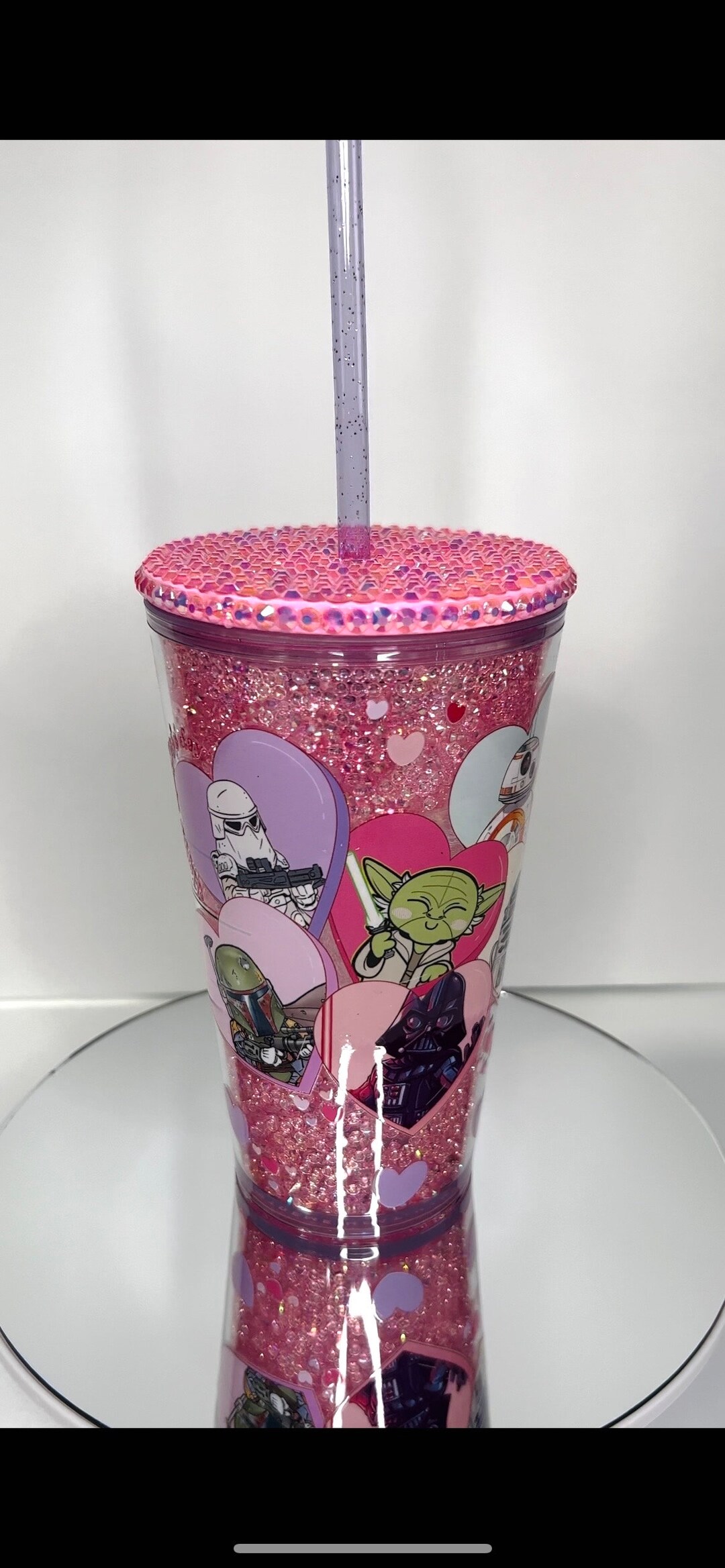Star Wars Valentine Rhinestone Filled Venti Cup, Pink Star Wars, Disney ...