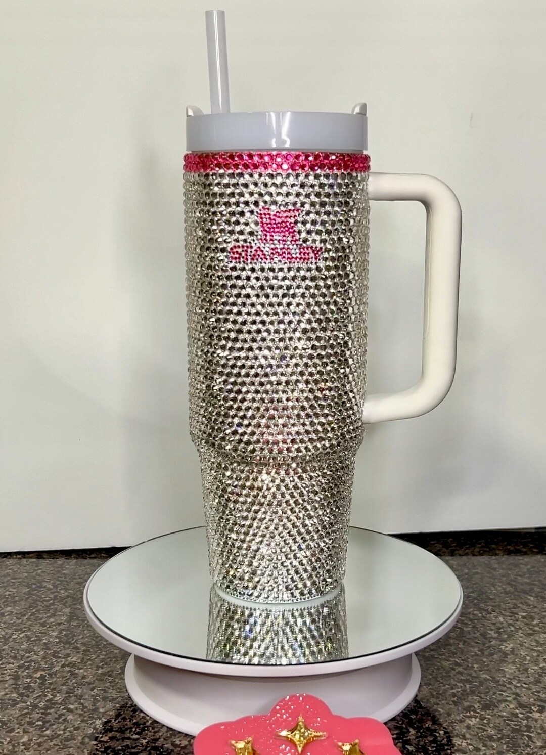 30oz Pink Silver Stanley Bling Stanley, Bling Stanley Tumbler, Stanley ...